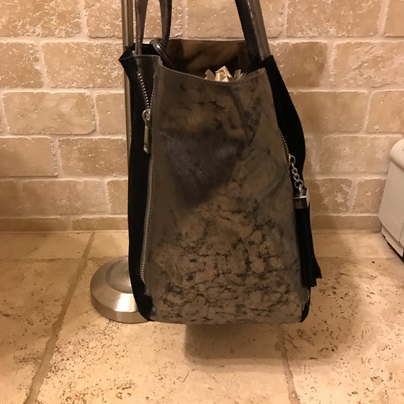 Inzi | Bags | Inzi Black Suede Metallic Handbag | Poshmark